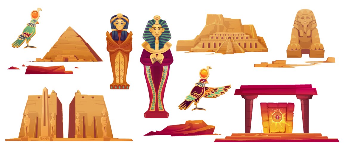 Ancient egypt cartoon set Royalty Free Vector Image