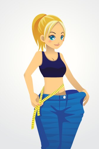 Women success losing weight concept with cartoon Vector Image