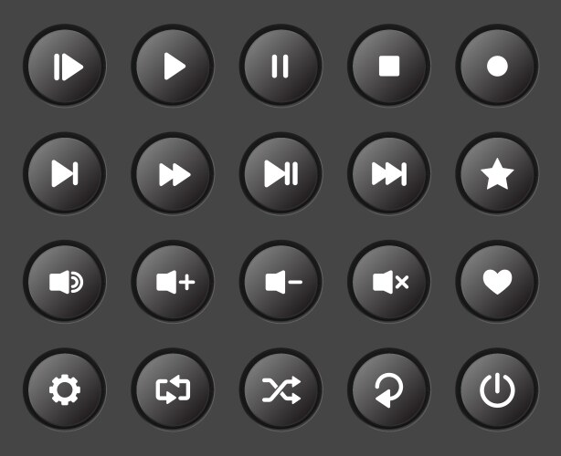 Black interface buttons 3d set of ui icons Vector Image