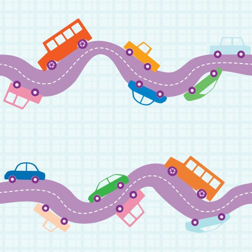 Road frame with small car Royalty Free Vector Image