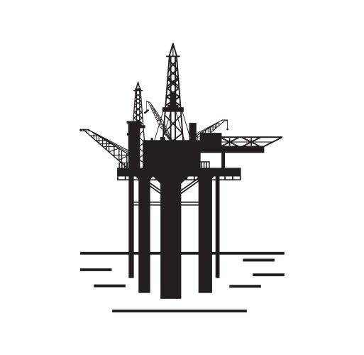 Silhouette drilling rig Royalty Free Vector Image