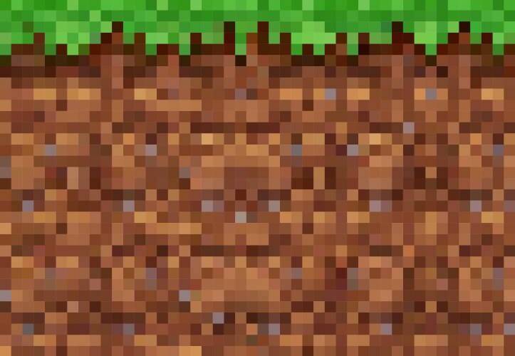 Pixel minecraft style land block background Vector Image