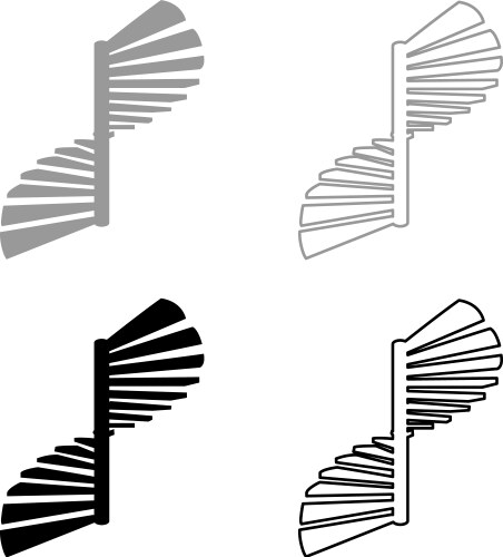 Spiral staircase circular stairs contour outline Vector Image