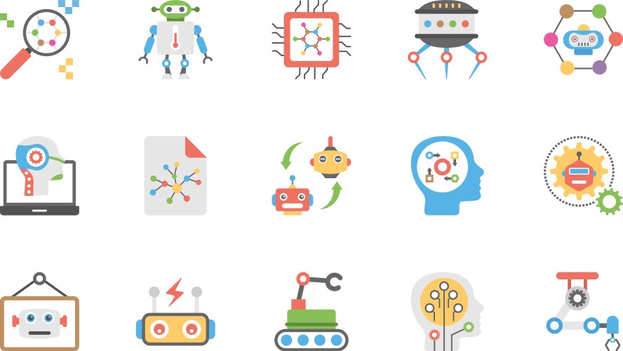Artificial intelligence robot machine learning Vector Image