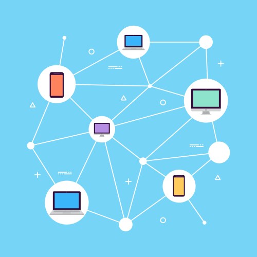 Network connection between computers Royalty Free Vector
