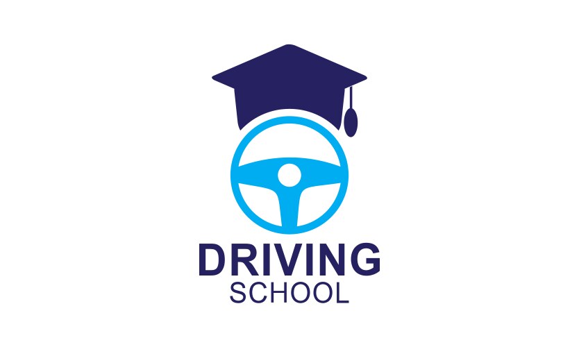 Driving school logo template steering wheel Vector Image