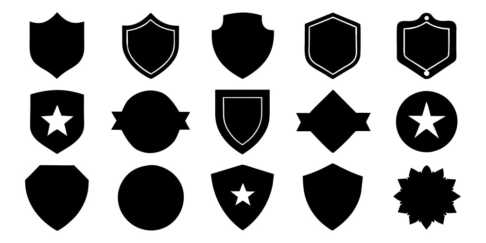 Breathtaking lovely shield badges art set Vector Image