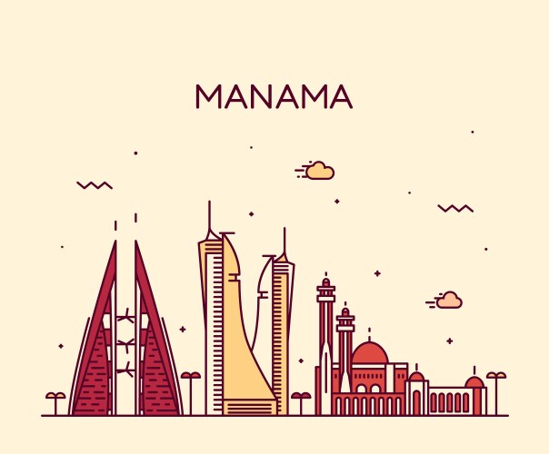 Travel to bahrain manama set cultural symbols Vector Image