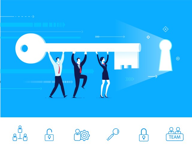 Team moving flag coworkers teamwork moving-up Vector Image