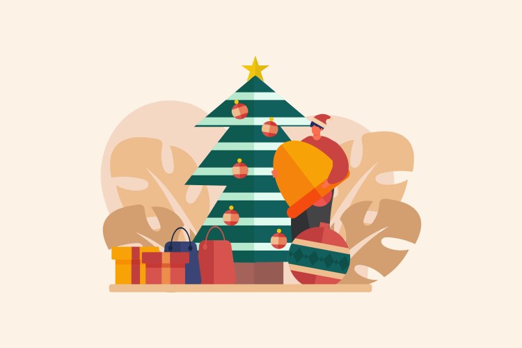 Happy christmas flat design Royalty Free Vector Image
