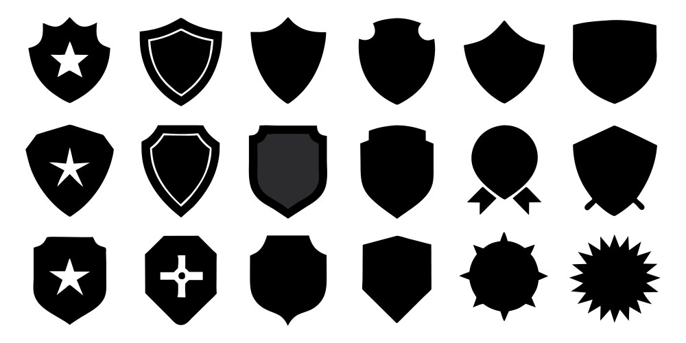 Breathtaking lovely shield badges art set Vector Image