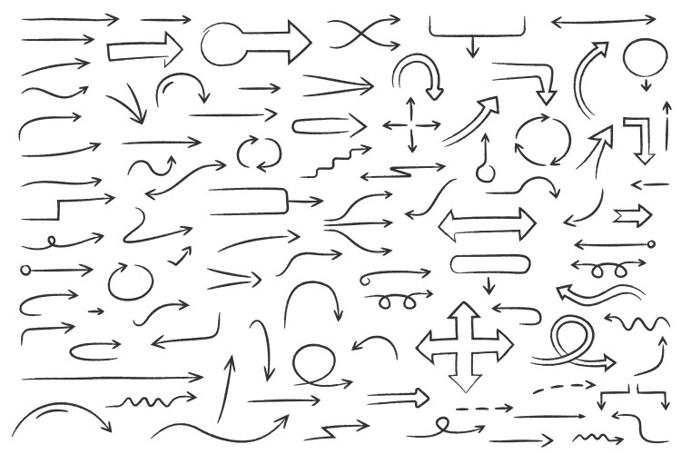 Hand drawn arrows Royalty Free Vector Image - VectorStock