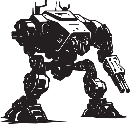 Combat cyborg war robot logo icon metallic Vector Image