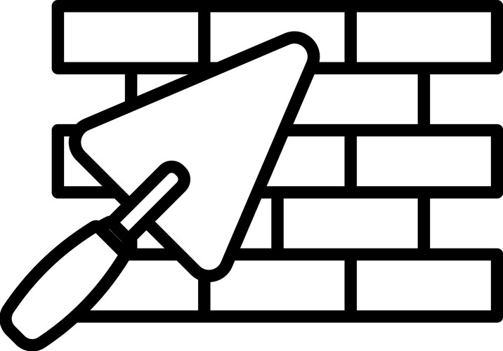 Icon of brick wall with trowel Royalty Free Vector Image