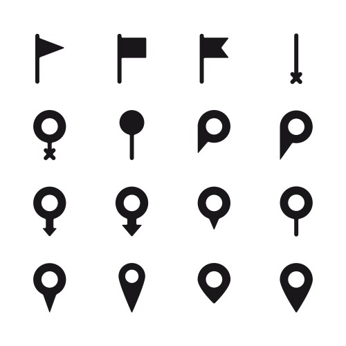 Map location icons collection symbol for apps Vector Image