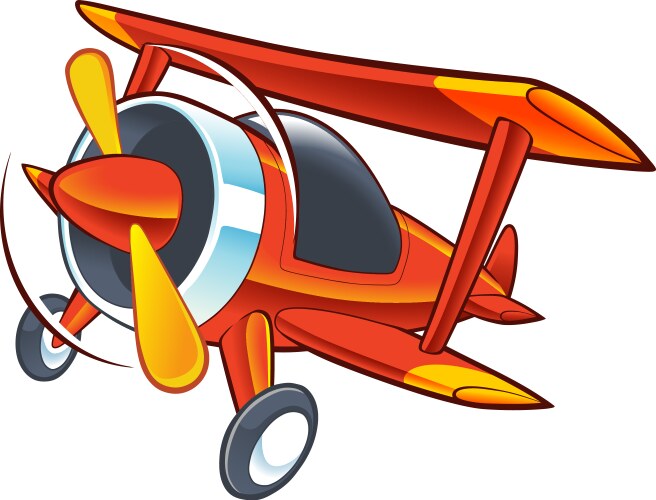Colorful smiling airplane with eyes and mouth Vector Image