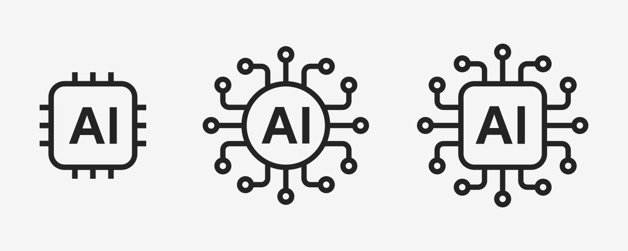 Artificial intelligence ai processor chip icon Vector Image Artificial intelligence ai processor chip icon Vector Image