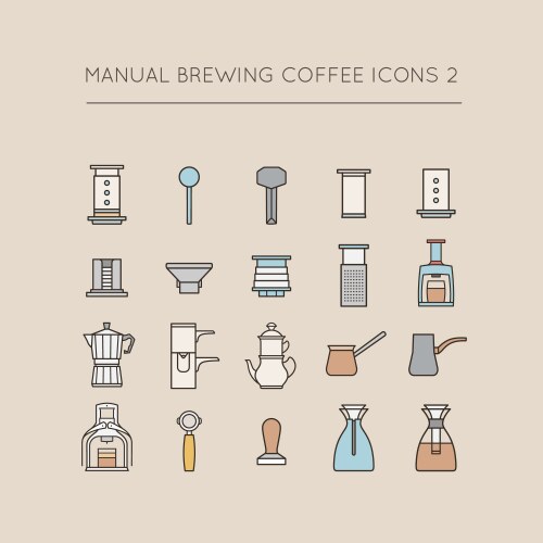 Coffee brewing methods icons set different ways Vector Image Coffee brewing methods icons set different ways Vector Image