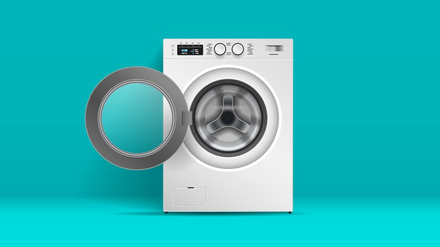 Realistic washing machine background Royalty Free Vector