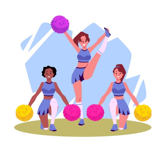 Cheerleading girls squad performing Royalty Free Vector