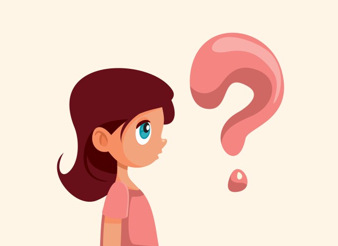 Little girl having many questions cartoon Vector Image