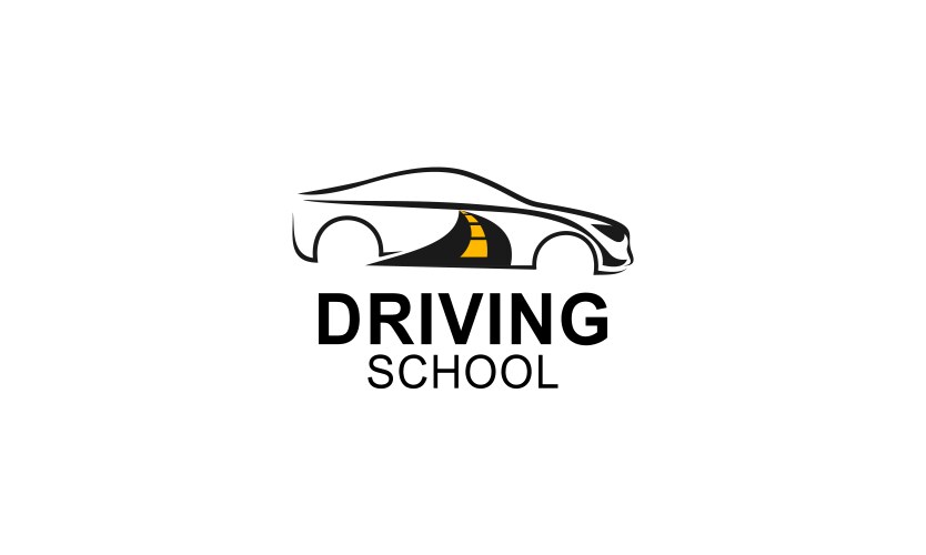 Driving school logo template steering wheel Vector Image
