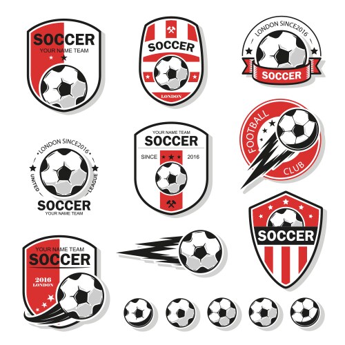 Set of soccer labels emblems and design elements Vector Image
