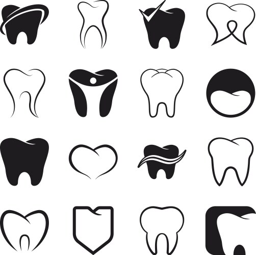 Tooth icons set Royalty Free Vector Image - VectorStock