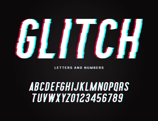 Glitch alphabet font with distortion effect Vector Image