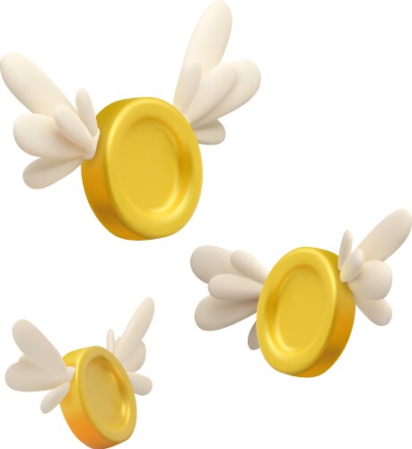 3d golden money coin with wings gold flying dollar