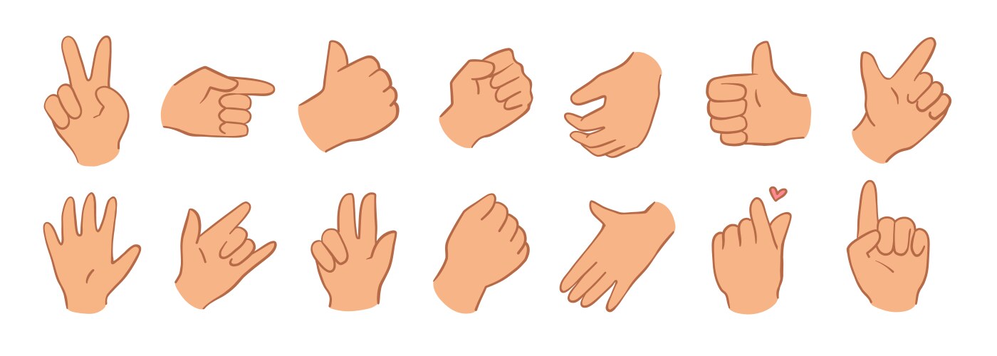 Cartoon hand different gesture pointing Royalty Free Vector