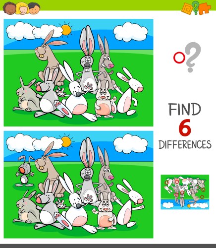 Differences game with people characters group Vector Image