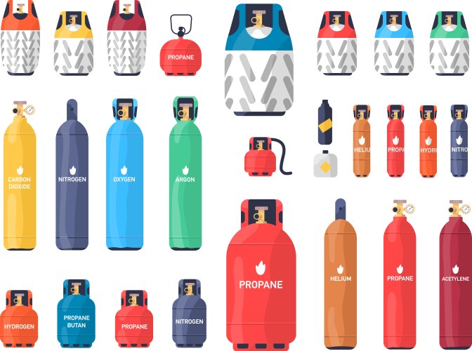 Gas Cylinder Set - Industrial Gases Royalty Free Vector