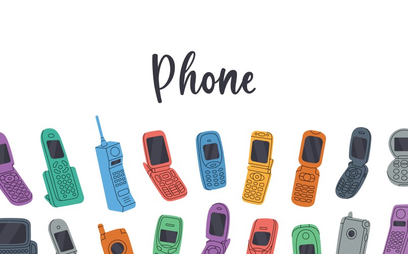 Old mobile phone retro communication gadgets Vector Image