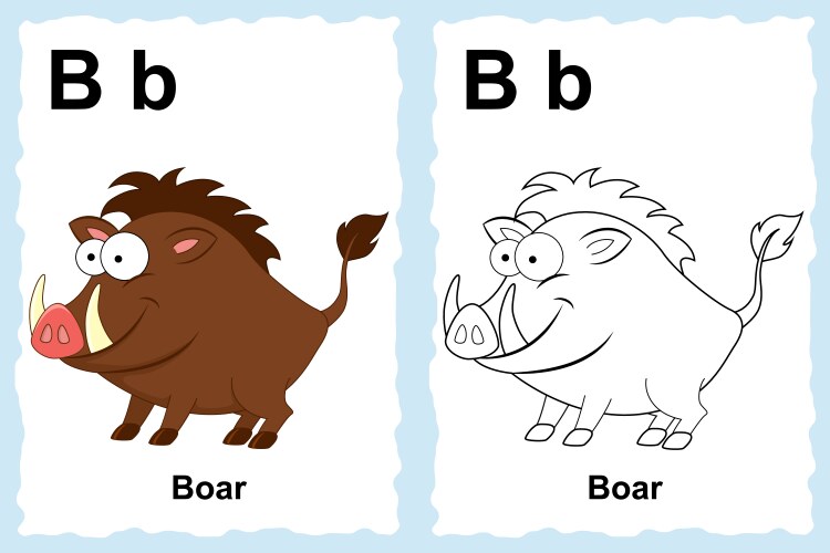 Alphabet coloring book page with outline clip art Vector Image