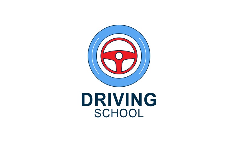 Driving school logo template steering wheel Vector Image