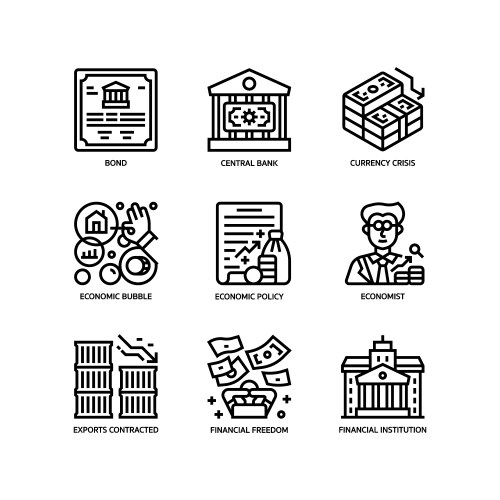 Economic crisis icons set Royalty Free Vector Image