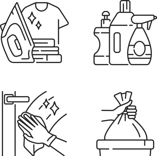 Cleaning and housework icons with editable stroke Vector Image