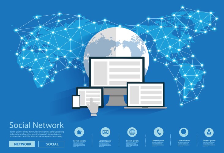 Global network connection business social Vector Image