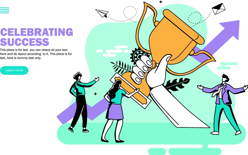 Team celebrating teamwork with big winning hand Vector Image