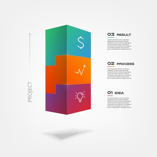 3d blocks infographics step by element Royalty Free Vector