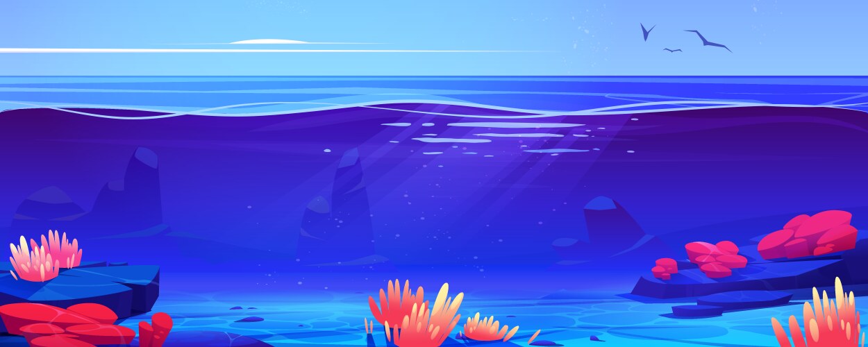 Underwater life sea bottom scene background Vector Image