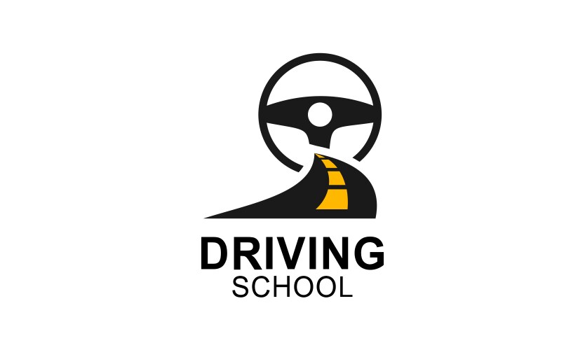 Driving school logo template steering wheel Vector Image