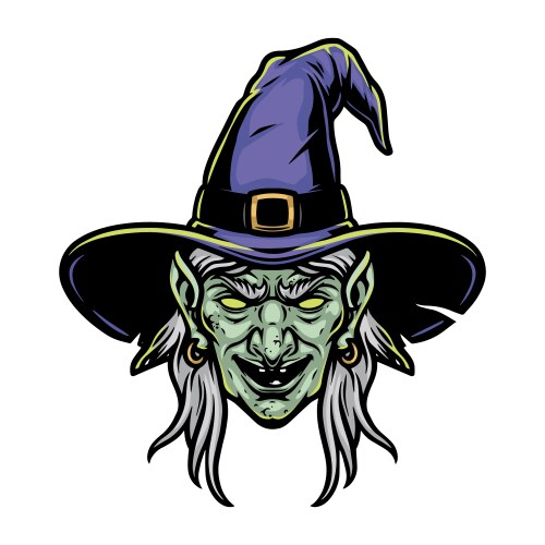 Witch head cartoon Royalty Free Vector Image - VectorStock