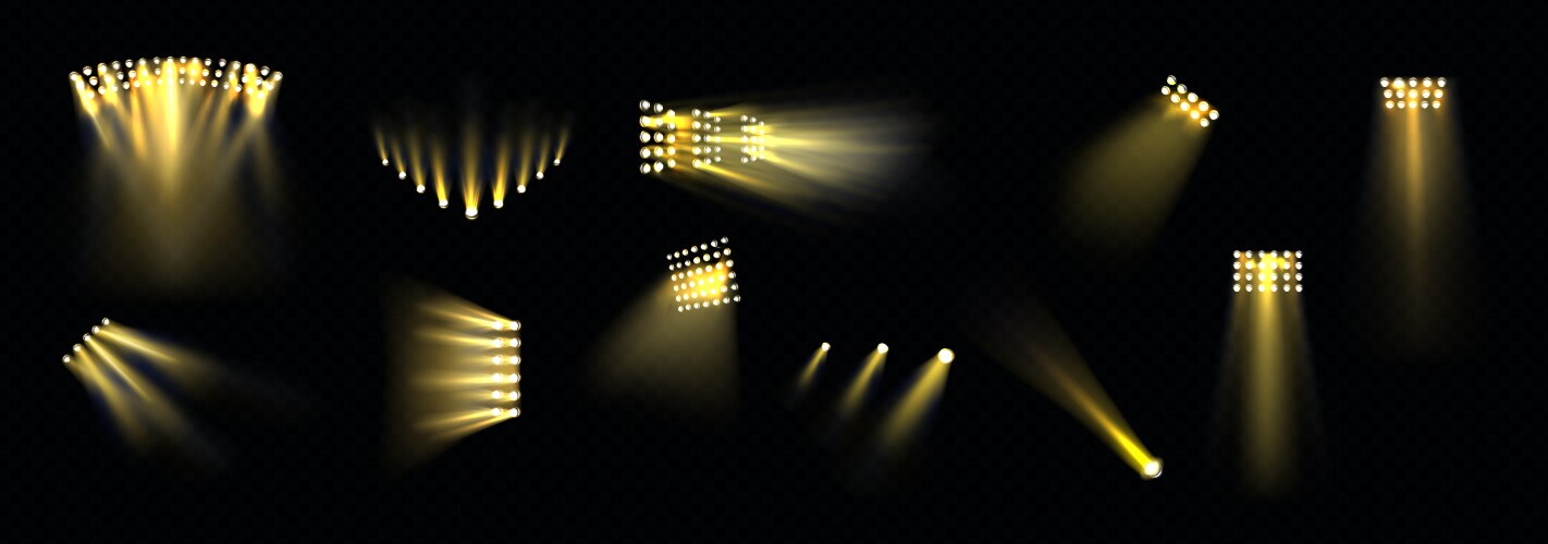 Realistic stage lights or concert spotlights Vector Image