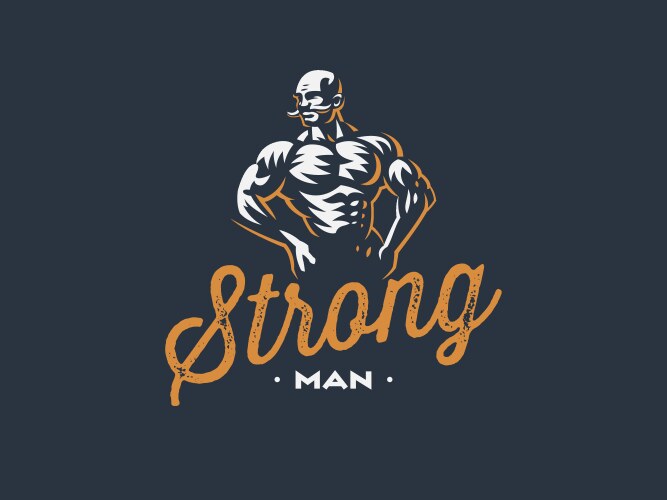 A vintage strong man with mustache Royalty Free Vector Image