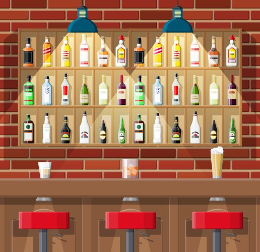 Interior of pub cafe or bar Royalty Free Vector Image