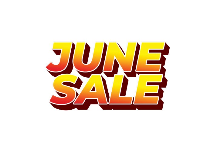 June sale text effect in 3 dimensions style Vector Image