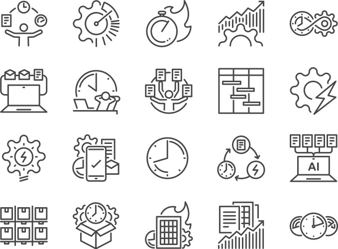 Process icon set graphic design Royalty Free Vector Image