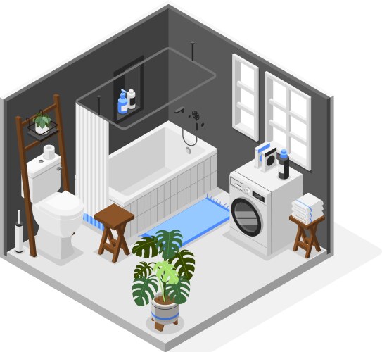 Realistic bathroom interior Royalty Free Vector Image